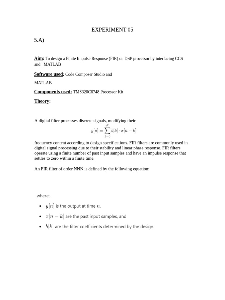 Dsp Experiment 05 | PDF | Digital Signal Processing | Algorithms