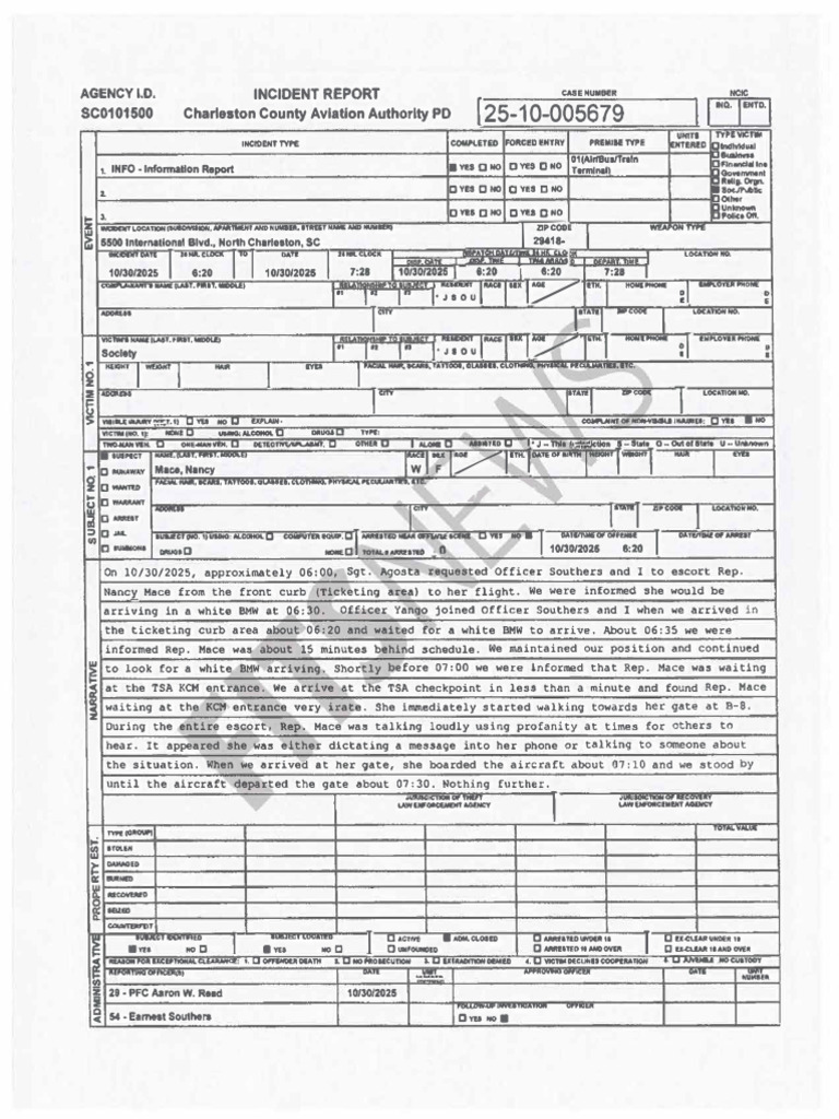 Aviation Incident Report: Rep. Mace | PDF