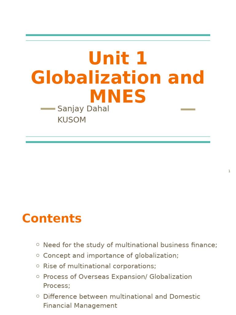 Globalization and Multinational Finance | PDF | Multinational ...