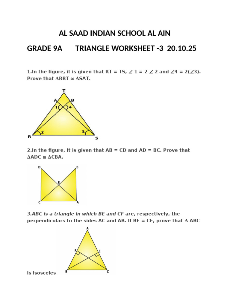 Worksheet 3 Triangle | PDF