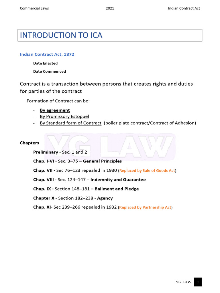 Indian Contract Act | PDF | Consideration | Misrepresentation