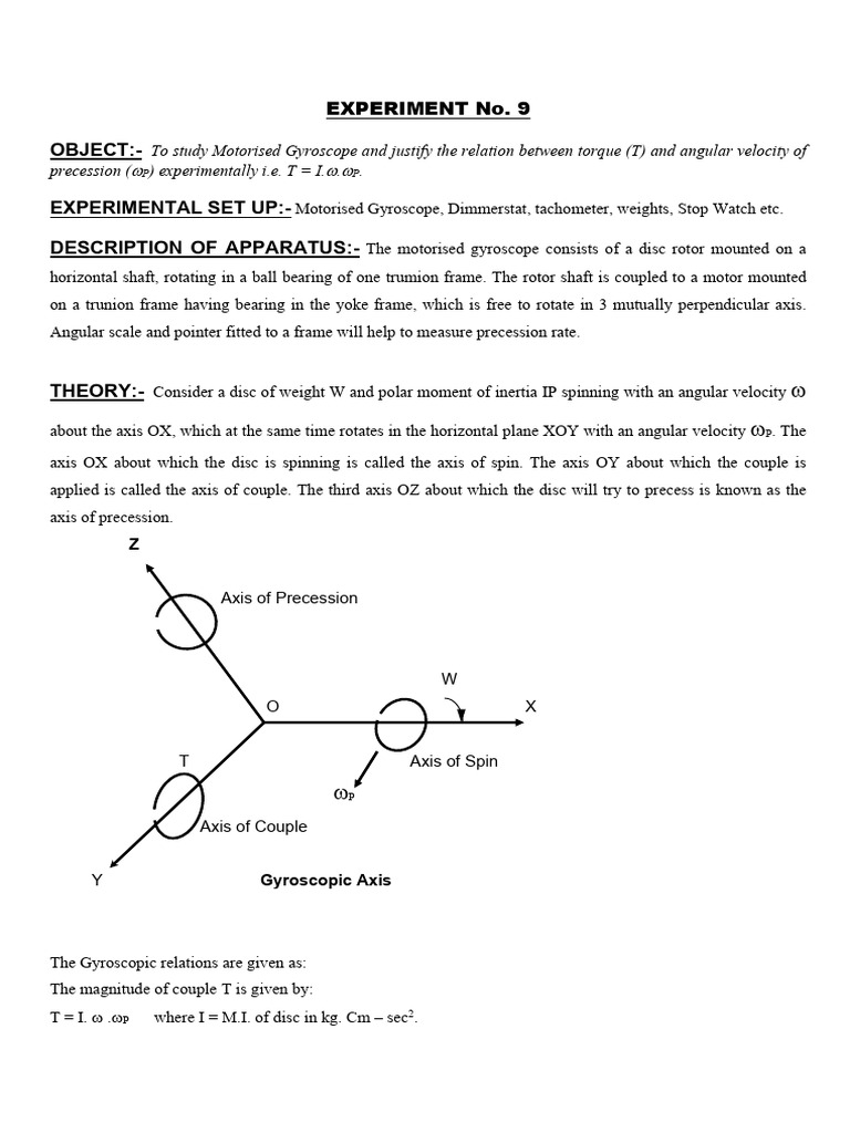 Experiment No. 9 Kinematics & Dynamics of Machine Lab. | PDF | Rotation ...
