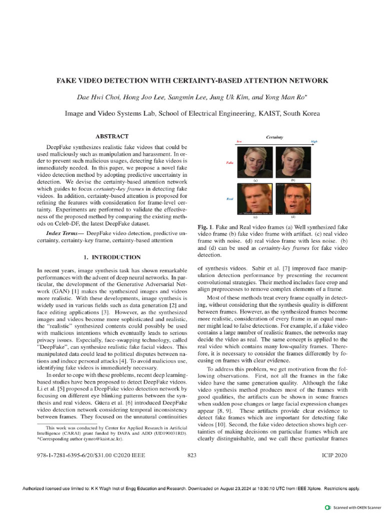 Fake Video Detection With Certainty-Based Attention Network | PDF