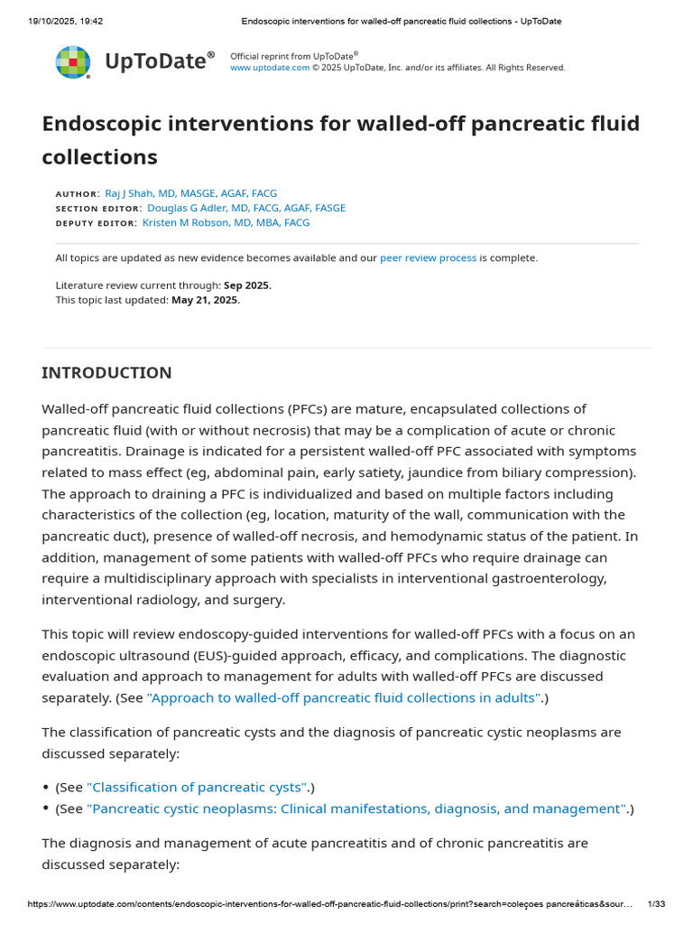 Endoscopic Interventions For Walled-Off Pancreatic Fluid Collections ...