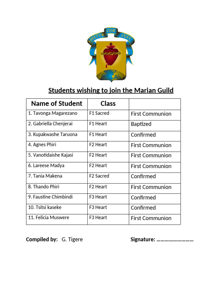 Marian Guild Students | PDF