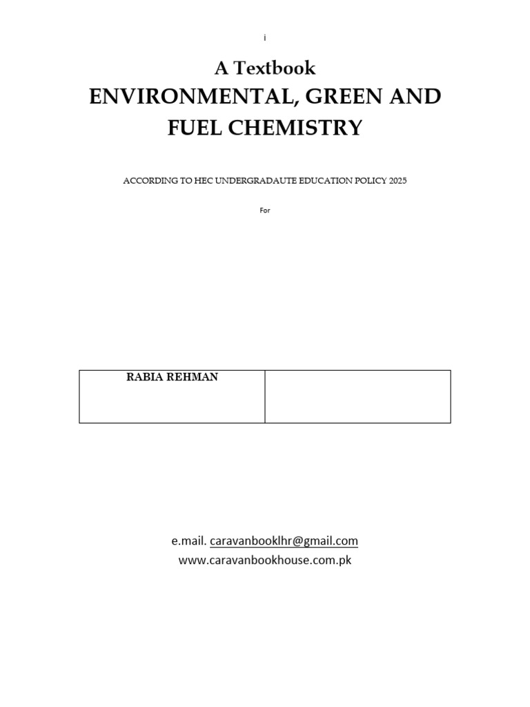 Environmental & Green Chemistry Textbook | PDF | Soil | Fuels