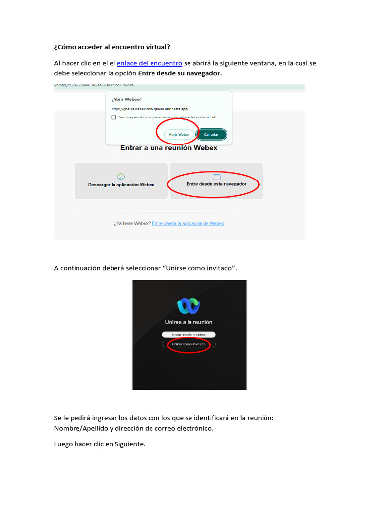 Guía para unirse a un encuentro virtual | PDF