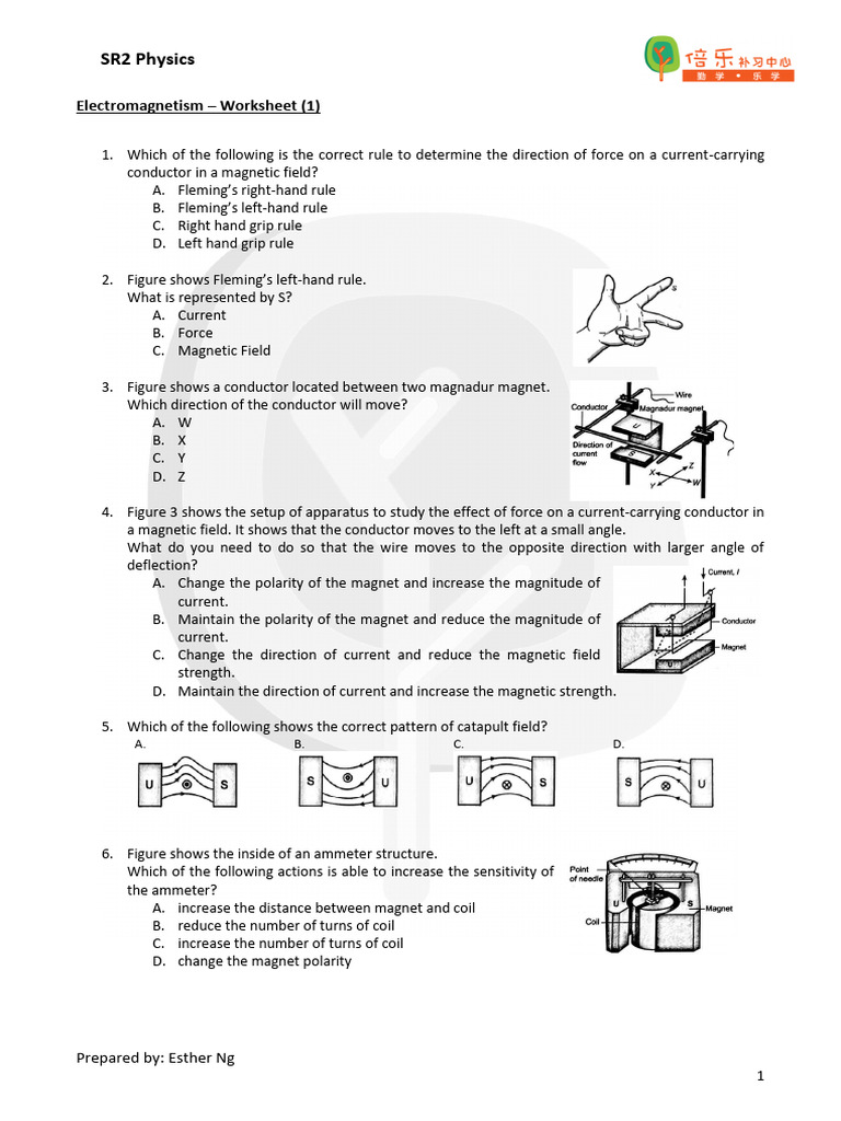 Electromagnetism Worksheet PDF | PDF | Electric Motor | Magnetic Field