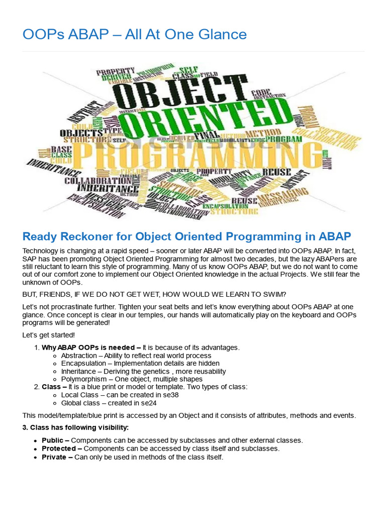 Oops Abap - All at One Glance - Erp Q&A | PDF | Class (Computer Programming) | Inheritance ...
