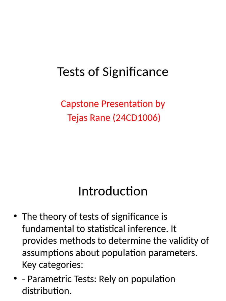 Tests of Significance Summary | PDF