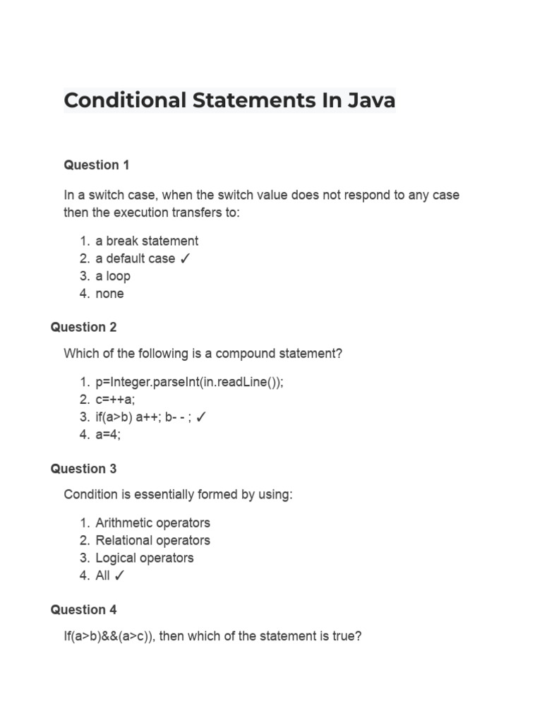 Conditional Statements in Java PDF | PDF | Control Flow | Software Development