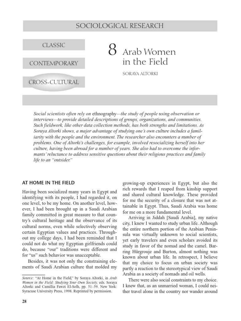 Altorki Arab Women in The Field | PDF | Knowledge | Marriage