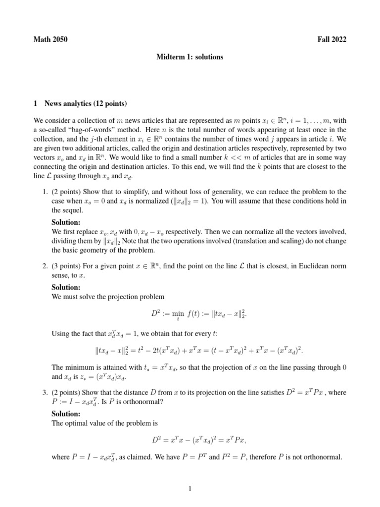 Midterm 1 Solution Fall 2022 | PDF | Mathematical Concepts | Mathematical Relations