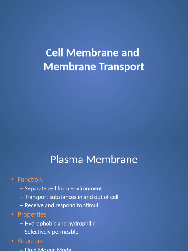 Transport Across Cell Membrane | PDF | Cell Membrane | Osmosis