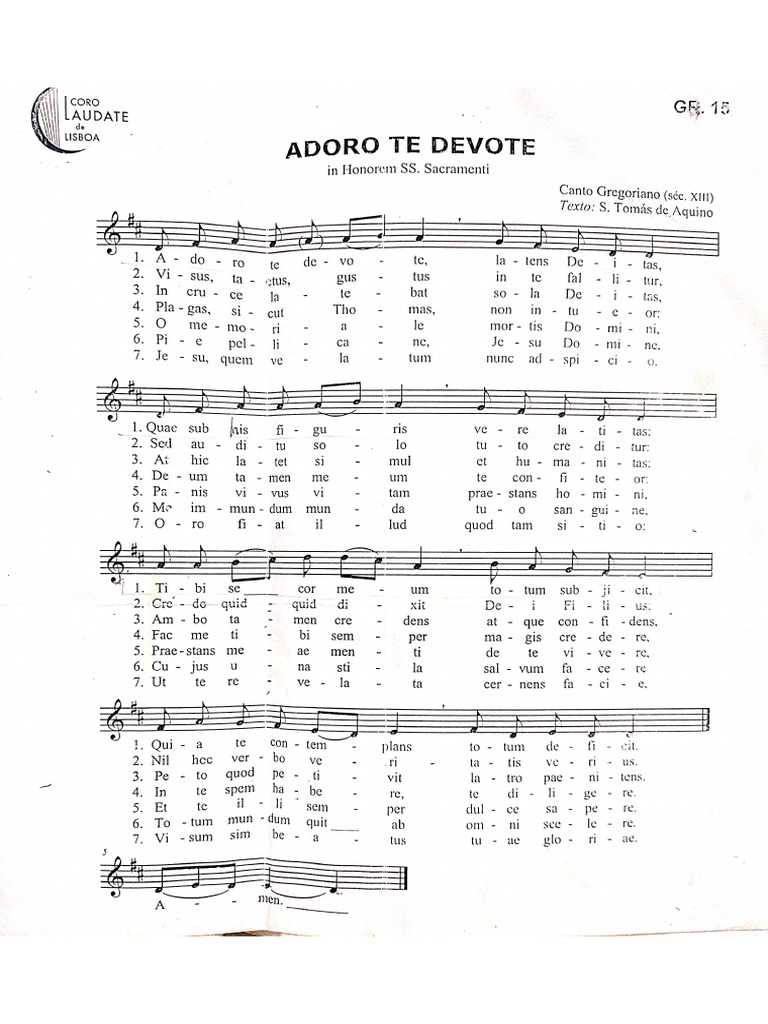 Adoro Te Devote Gregoriano | PDF
