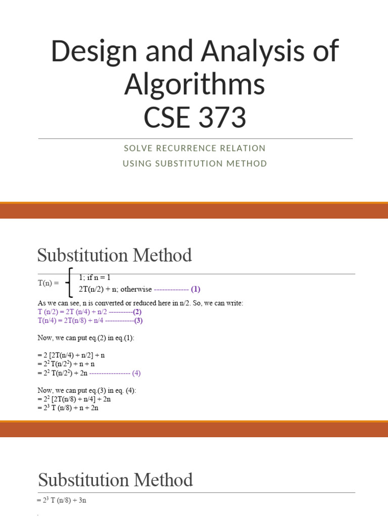 Lecture 4 - Substitution Method | PDF