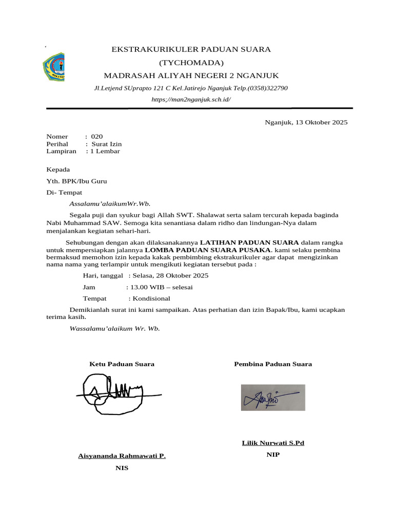 Dispensasi Ekstra Padus Lomba 28 Oktober 2025 | PDF
