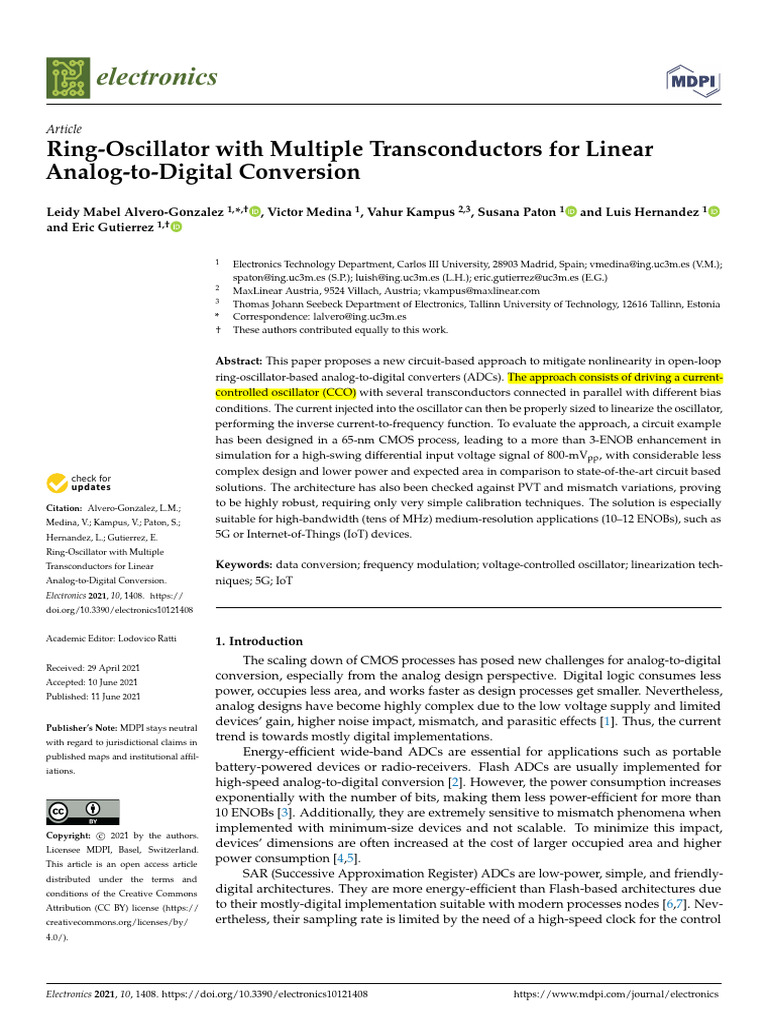 Ring-Oscillator With Multiple Transconductors For Linear | PDF | Analog ...