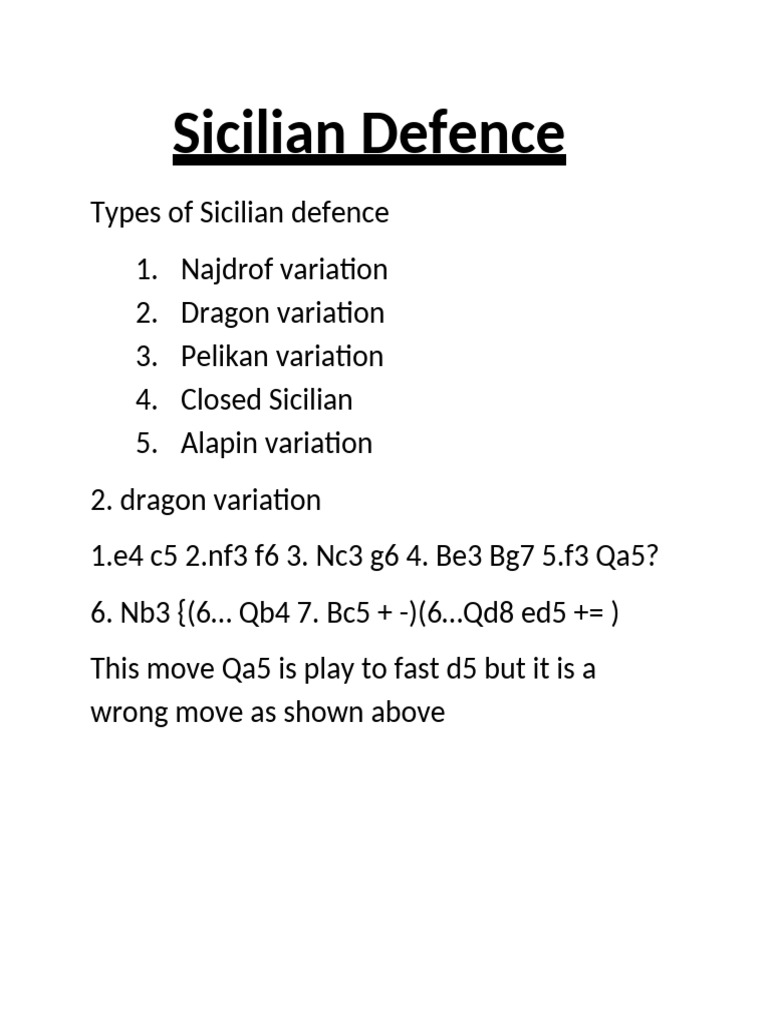 Sicilian Defence | PDF