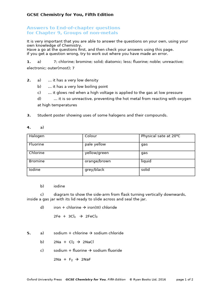 GCFY Chapter 9 Groups of Non-Metals | PDF