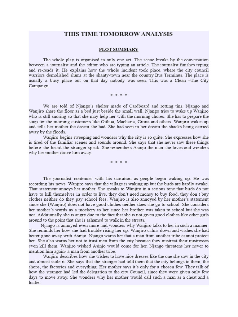 "Analysis of 'This Time Tomorrow'" | PDF