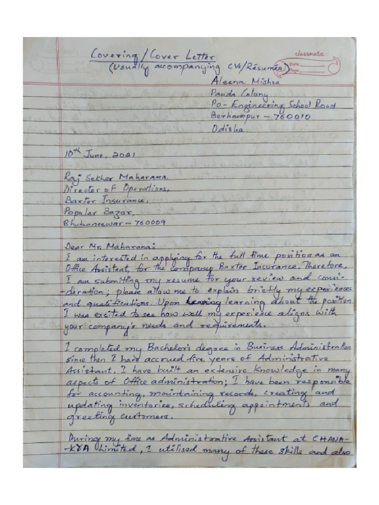 3A. Cover Letter 1a | PDF