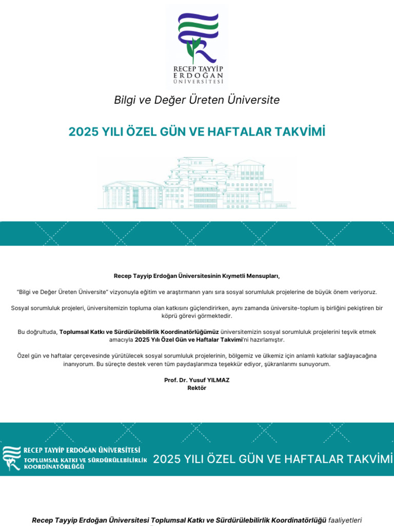 2025 Yili Özel Gün Ve Haftalar Takvi̇mi̇ - Copy 1 | PDF
