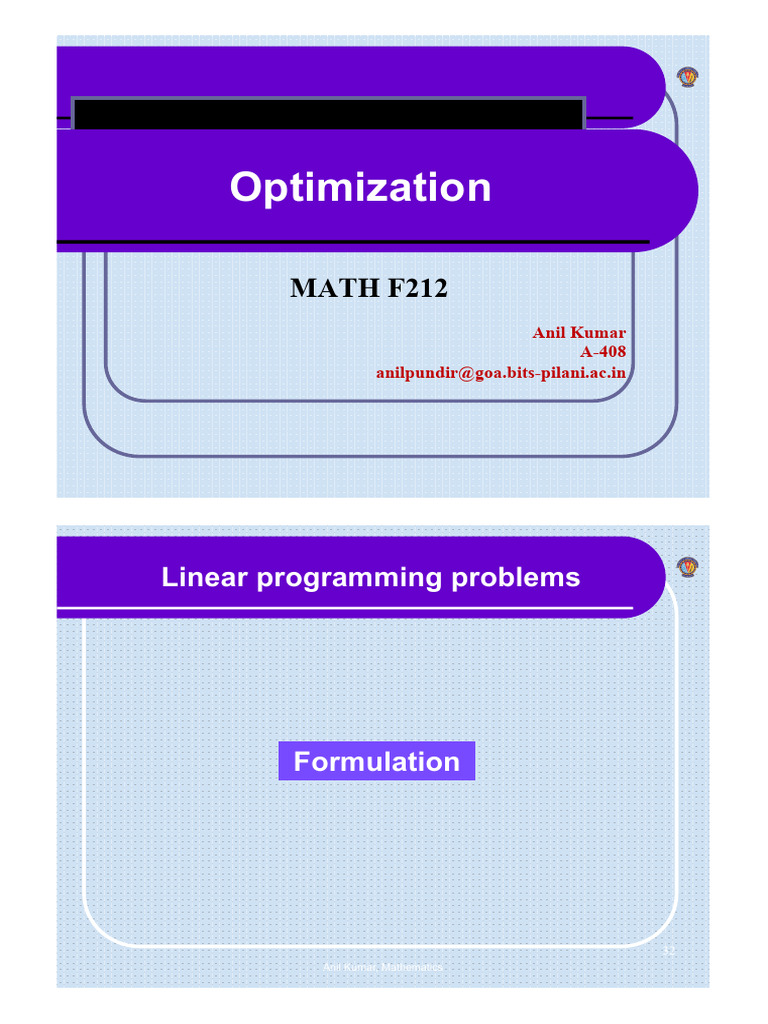 Lecture-3 LPP Formulation | PDF | Linear Programming | Mathematical Optimization