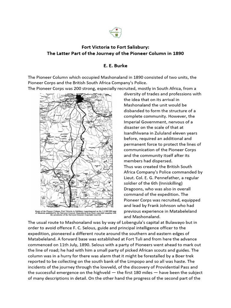 Fort Victoria To Fort Salisbury 1890 Burke | PDF