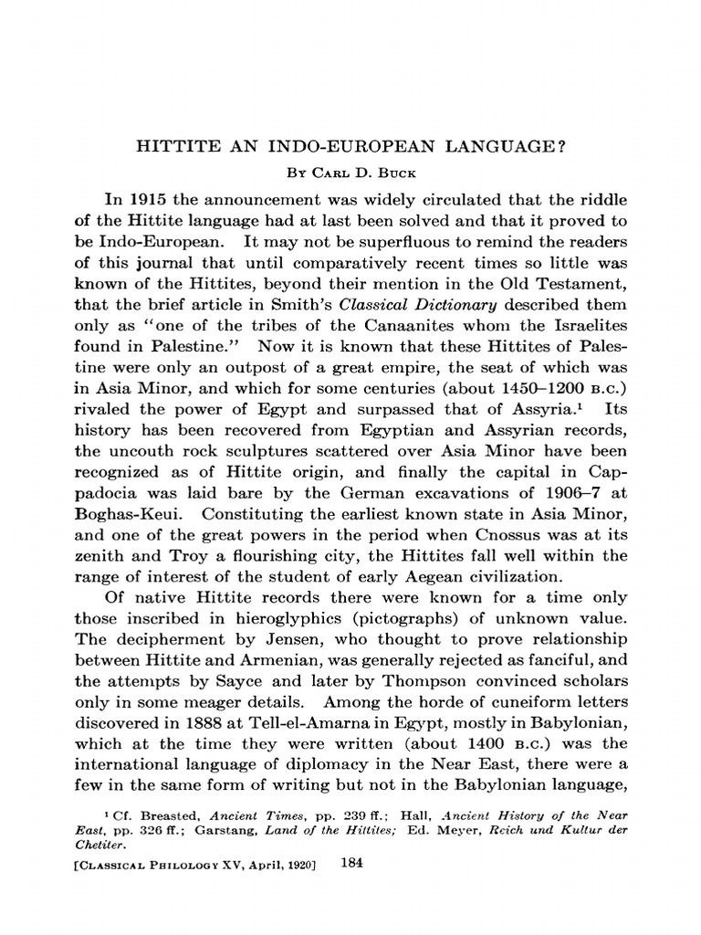 Carl Buck | PDF | Hittites | English Language