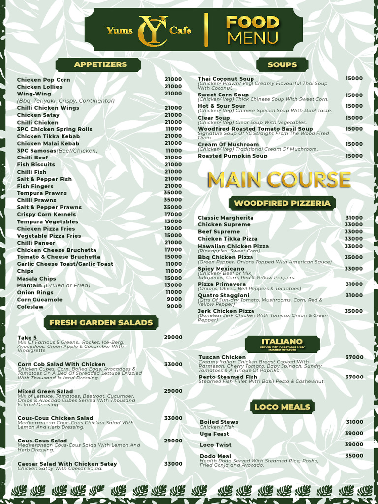 Yums Cafe Menu Seconf Page | PDF | Salad | Thai Cuisine