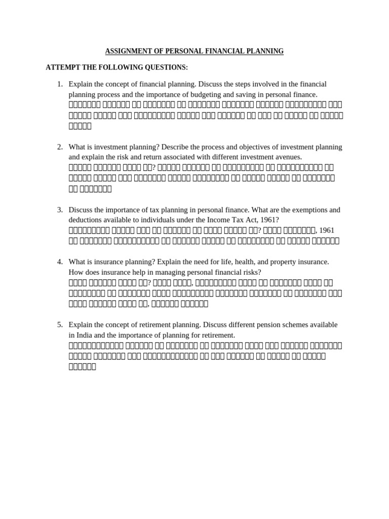 Assignment of Personal Financial Planning | PDF