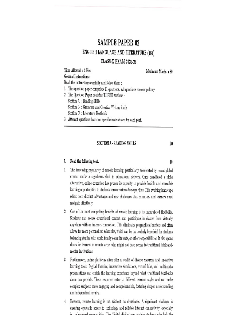 Sample Paper 2 | PDF
