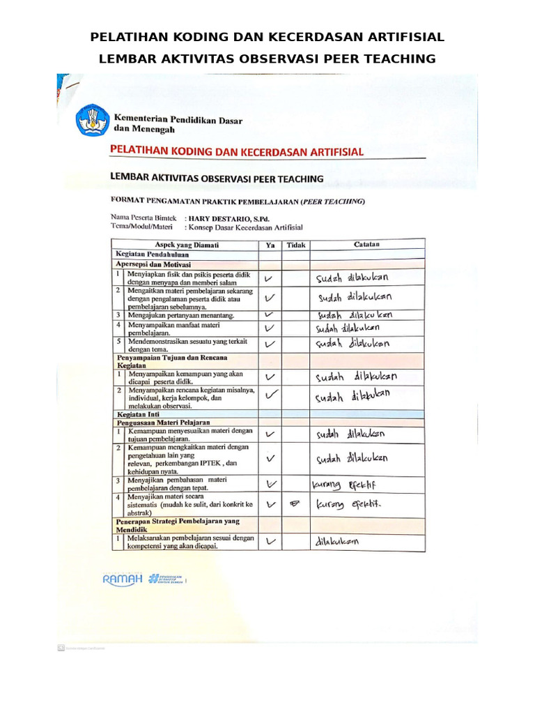 Hary Destario - Pelatihan Koding Dan Kecerdasan Artifisial | PDF