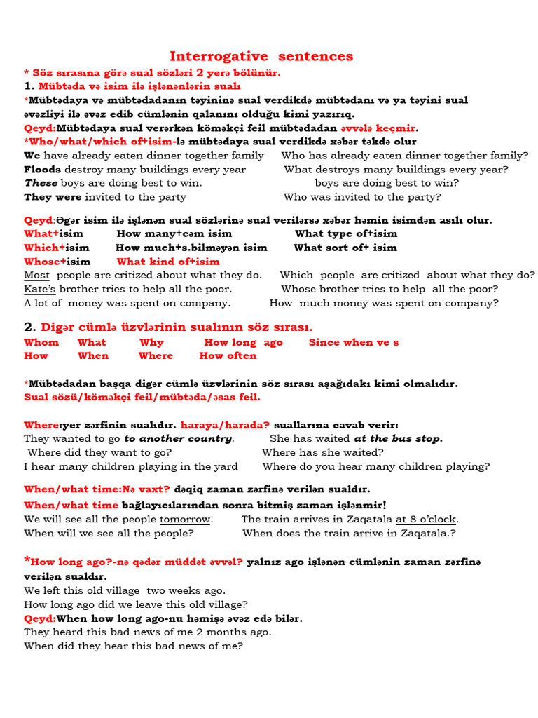 Interrogative Sentences | PDF