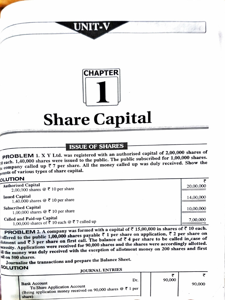 Share Capital Sum and Solutions | PDF