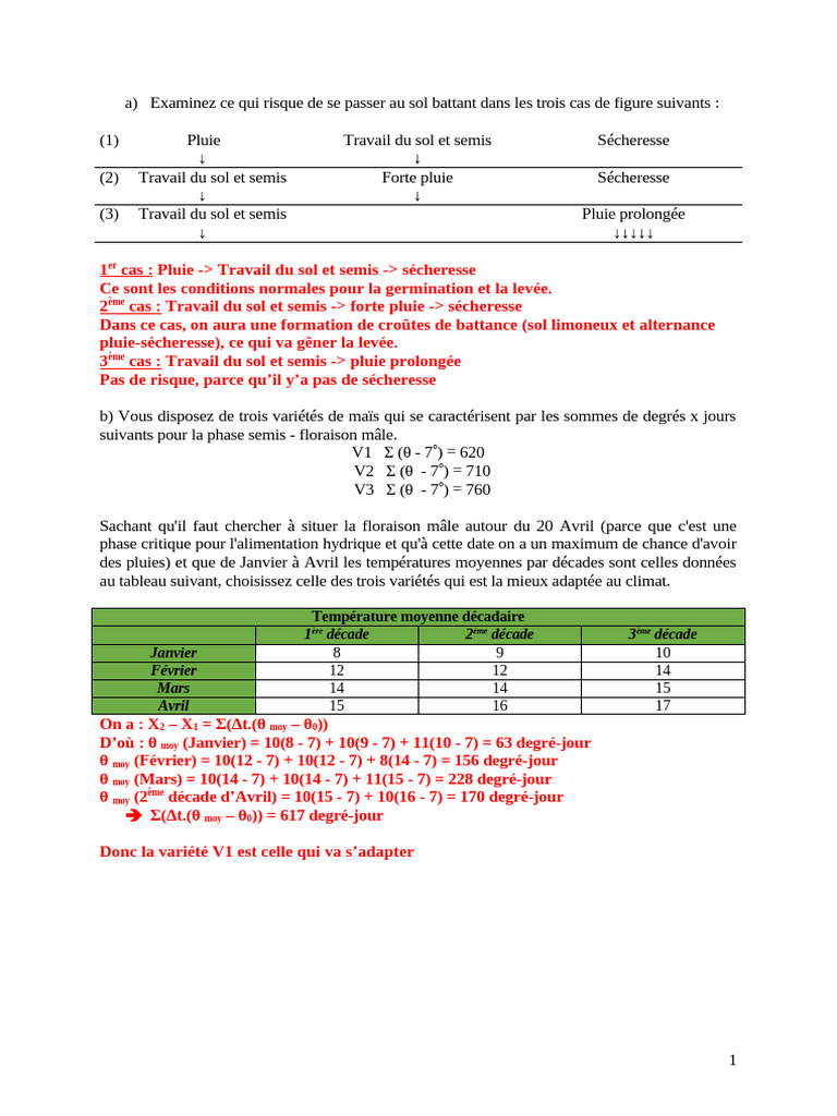 Impact des conditions climatiques sur le maïs | PDF | Rendement ...