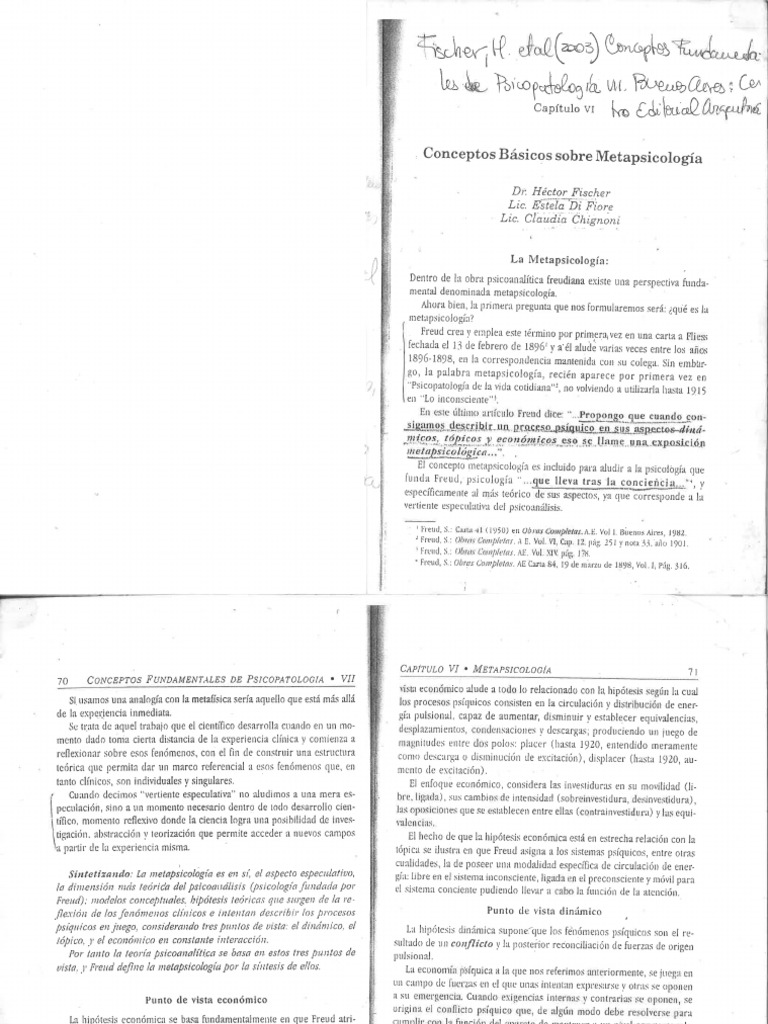 Conceptos Basicos Sobre Metapsicologia | PDF