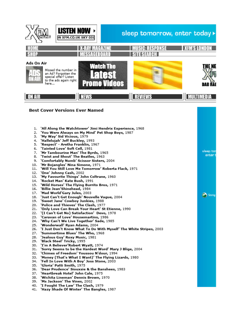 best covers | PDF | Musicians | Sound Recording