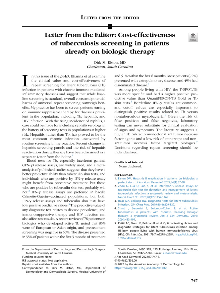 Cost-Effectiveness of TB Screening in Biologics | PDF | Tuberculosis ...