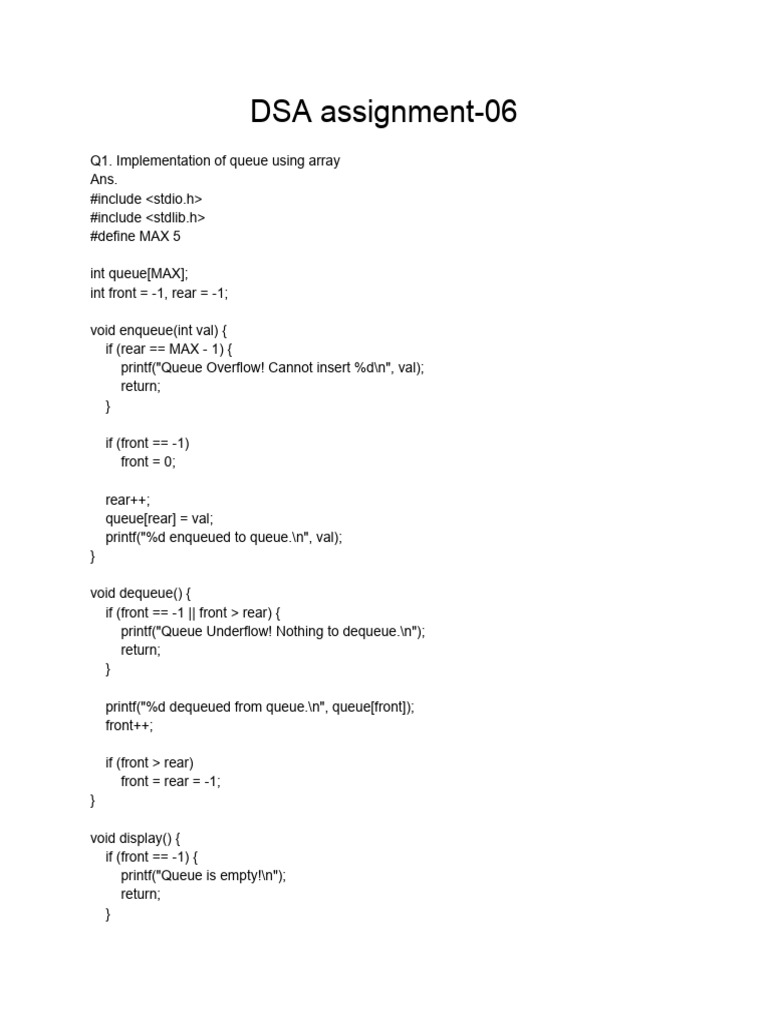 DSA Assignment 06 | PDF