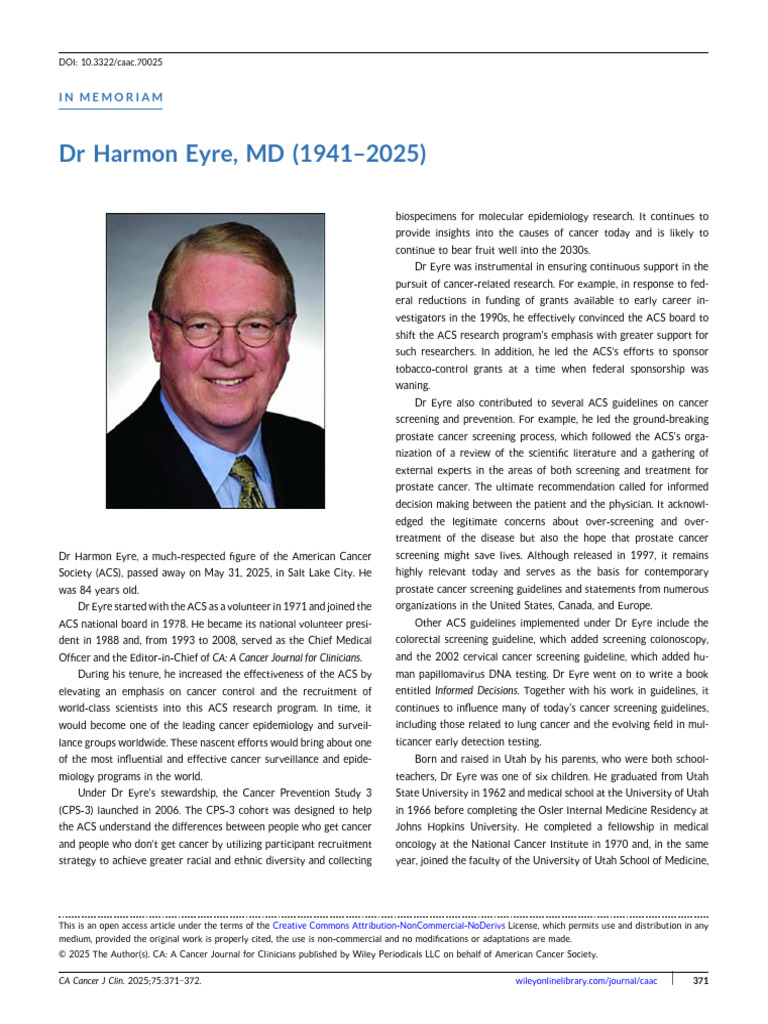 DR Harmon Eyre, MD (1941-2025) (X) (Z-Library) | PDF | Cancer ...