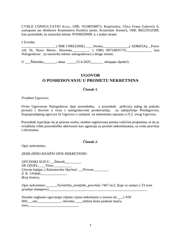 UGOVOR Cvrle Doo Kupac | PDF