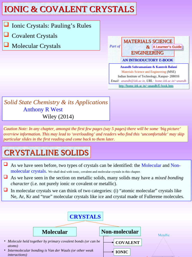 Chapter 4b Structure of Solids Ionic & Covalent | PDF | Ionic Bonding ...