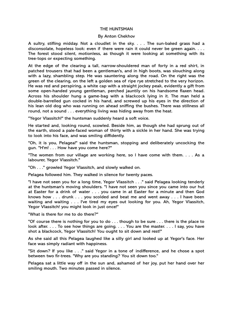 Anton Chekhov - The Huntsman | PDF