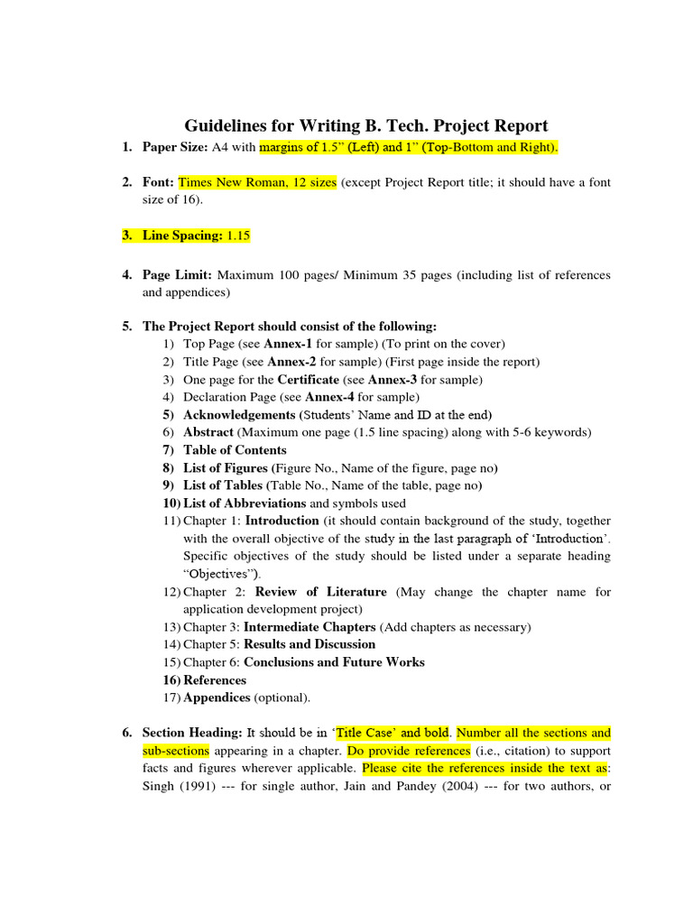 B. Tech Project Report Writing Guidelines | PDF | Earth Sciences