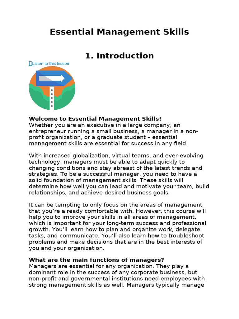 Essential Management Skills | PDF | Leadership | Project Management