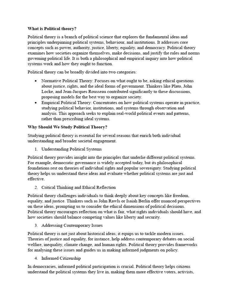 Understanding Political Theory Basics | PDF | Political Philosophy ...