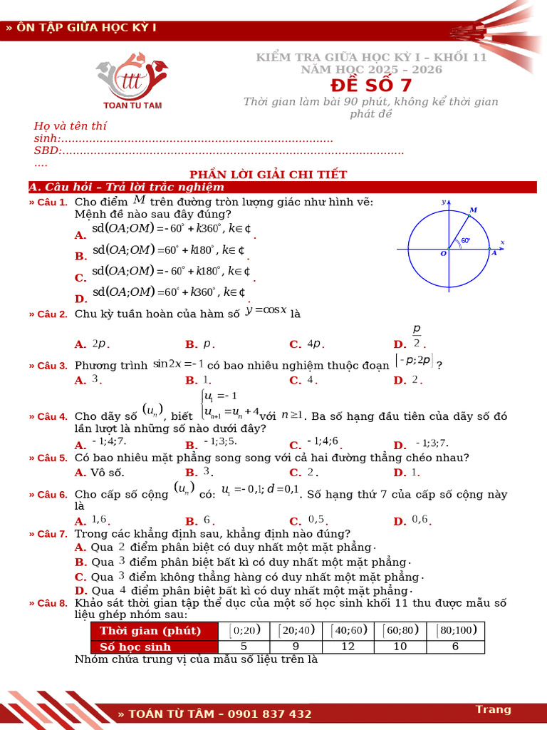 HS-11-GK1-ĐỀ 7 | PDF