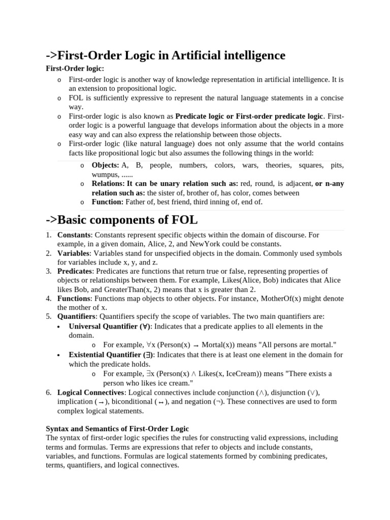 AI | PDF | Deductive Reasoning | First Order Logic